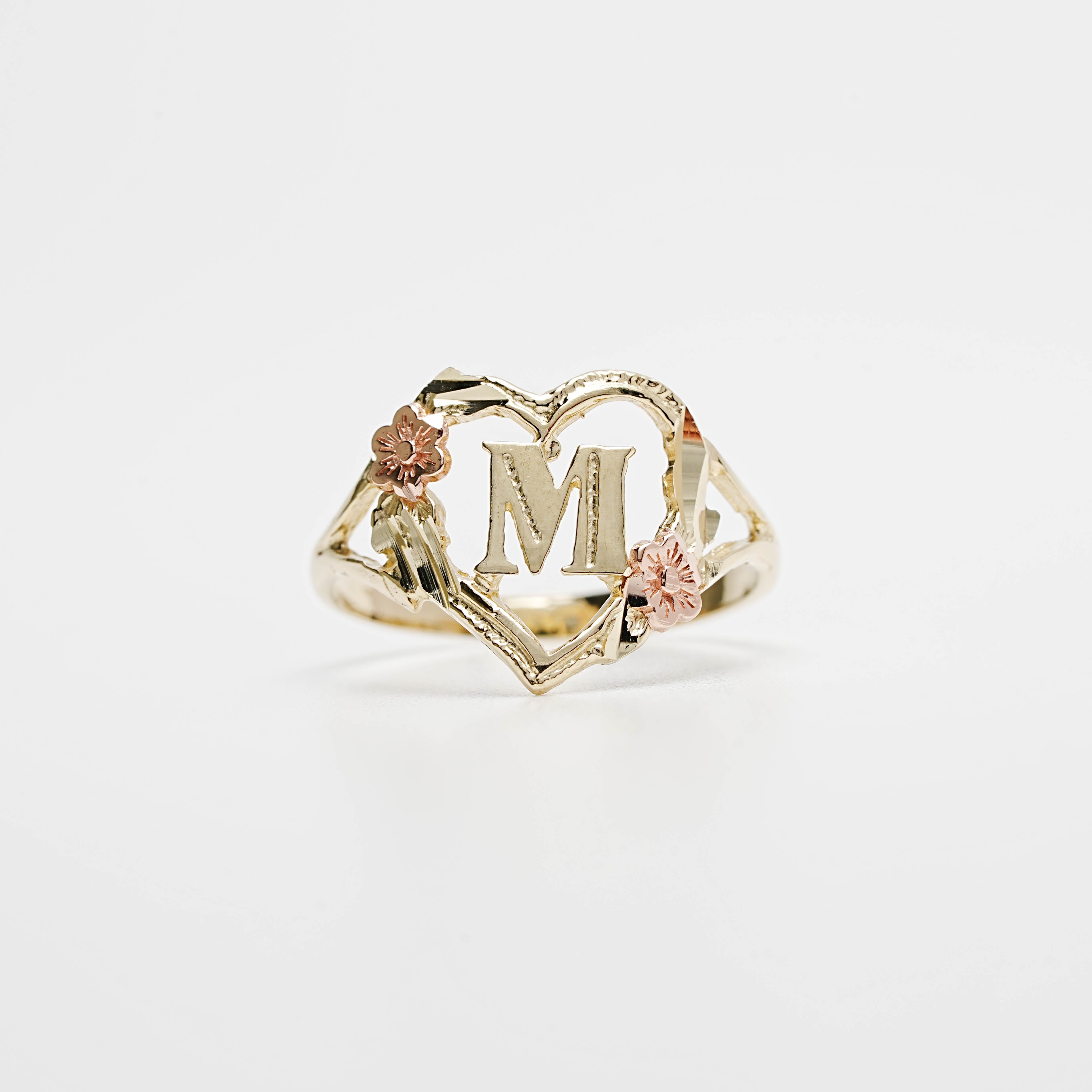 10K Heart Initial M Ring – Unique Jewelry